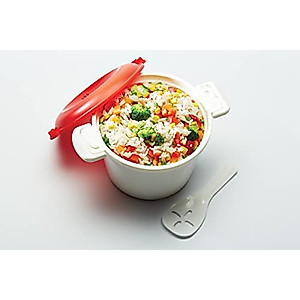 KitchenCraft Rice Cooker - Microwave Steamer, BPA Free Plastic, 1.5 Litre, White/Red