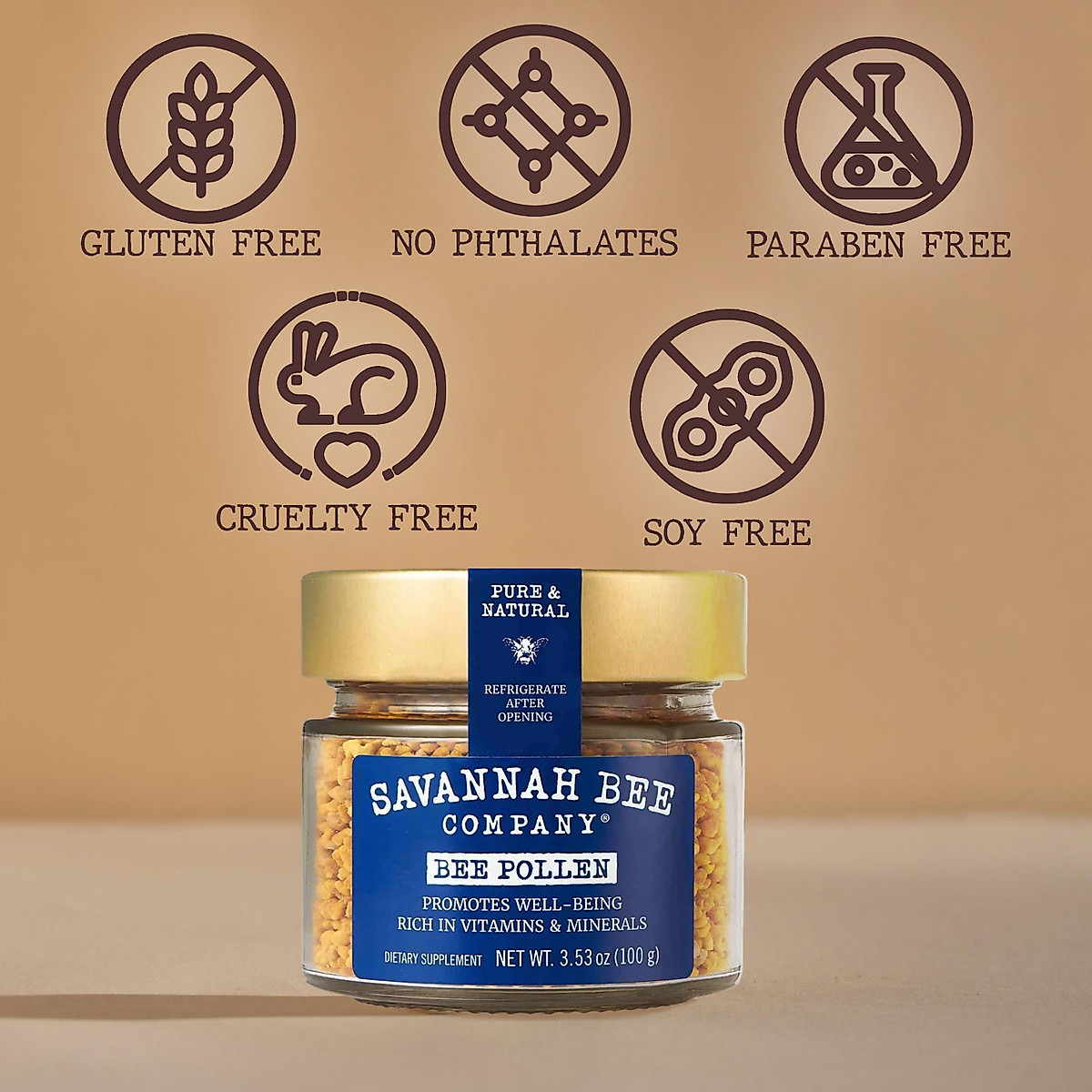 Bee Pollen Supplement by Savannah Bee - Immune System Support - Strong Antioxidant - Rich in Vitamins and Minerals - 100% Natural and Raw