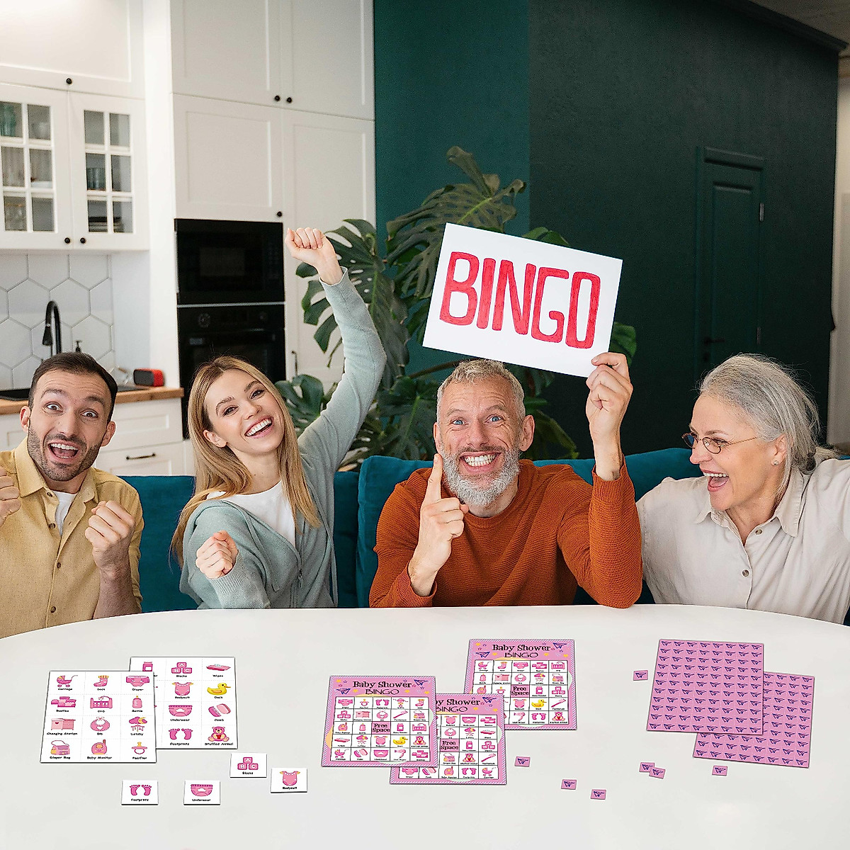 KFNER Baby Shower Bingo Game Cards - 24 Players Bingo Game Set Indoor Outdoor Activities - Baby Shower Party, Gender Reveal Party Favors Supplies -A06