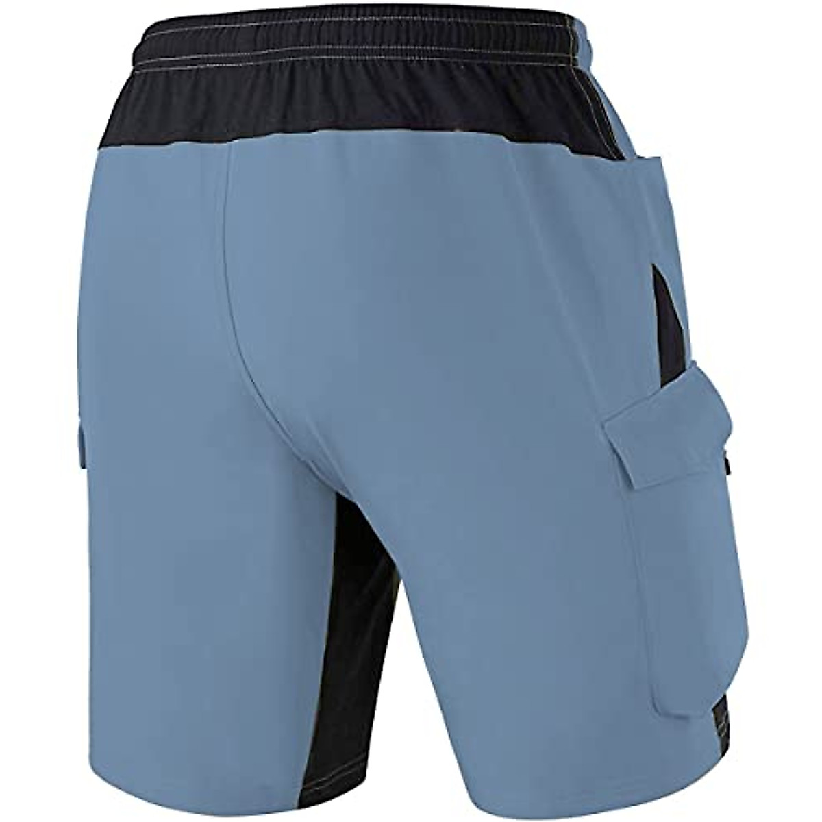 Men's Mountain Bike Shorts 3D Padded Bicycle MTB Shorts Loose-fit Lightweight MTB Cycling Shorts (Blue-L)