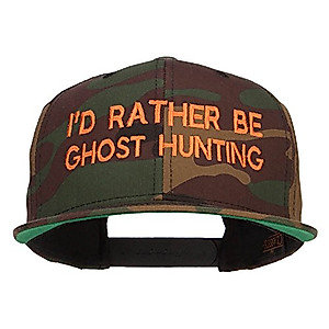 e4Hats.com I'd Rather Ghost Hunting Embroidered Camo Cap - Green OSFM