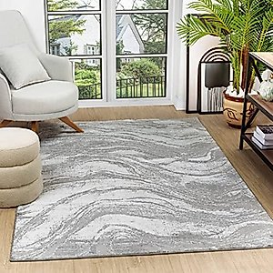 GLORY RUGS Modern Abstract Area Rug 2x3 Grey Faded Soft for Living Room Bedroom Home and Office