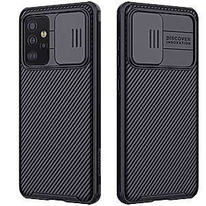 Mangix Galaxy A52 Case with Camera Cover,Galaxy A52 Slim Fit Thin Polycarbonate Protective Shockproof Cover with Slide Camera Cover, Upgraded Case for Samsung Galaxy A52 5G/4G (Black)