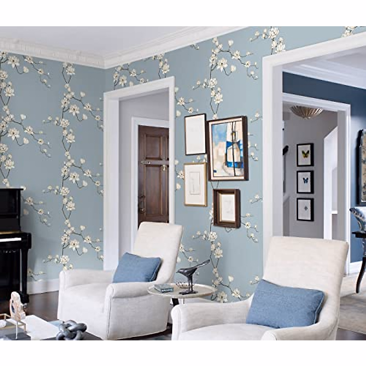 GloryTik 15.5" x 118" Floral Wallpaper Peel and Stick Wallpaper Beige Flowers Contact Paper Self-Adhesive Wallpaper Waterproof Removable Wallpaper Decoration for Cabinets Bedroom Walls