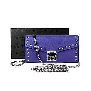 MCM Women's Spectrum Blue Leather Patricia Studded Large Chain Wallet MYL9SPA40HG001