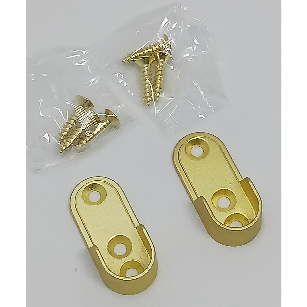 1 Pair Oval Wardrobe Rod Tube Open End Support Cap Flanges with Installation screws (Matte Brass)