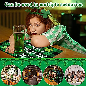 St. Patrick’s Day Placemats Set of 6 Buffalo Plaid Plastic Place Mats Lucky Shamrock Table Mats Blessed Holiday Kitchen Placemats for Indoor Outdoor St. Patrick’s Day Party Dining Table Decoration