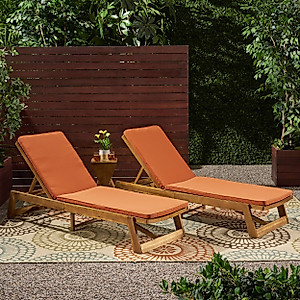 GDFStudio Outdoor Fabric Chaise Lounge Cushion (Set of 2), Rust Orange