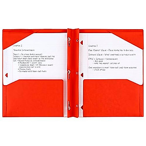 Five Star 2 Pocket Folder, Stay-Put Folder, Plastic Colored Folders with Pockets & Prong Fasteners for 3-Ring Binders, 8-1/2” x 11", Fire Red (72109)