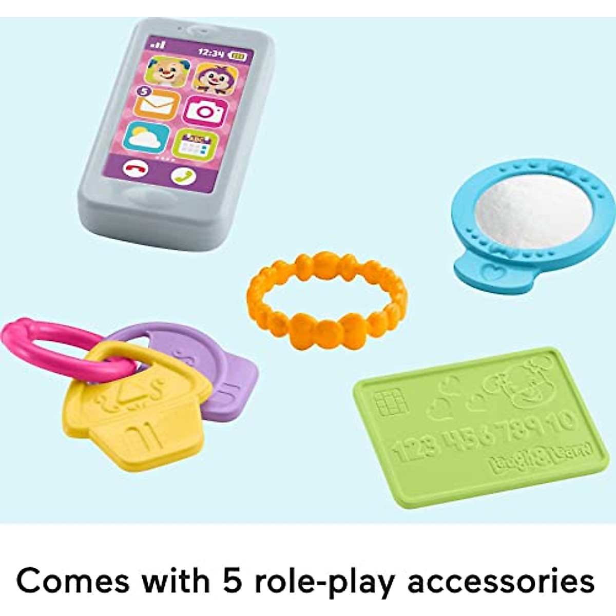 Fisher-Price Laugh & Learn Baby & Toddler Toy My Smart Purse Pretend Dress Up Set With Lights & Learning Songs For Ages 6+ Months