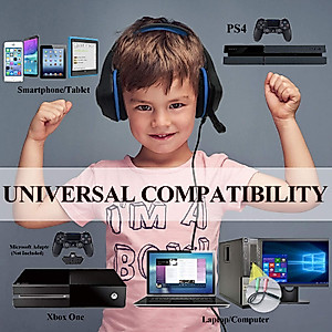 SVYHUOK Wired Gaming Headset for PS4, Over-Ear PC Headphones As Gifts for Kids Teens, Gamer Headset with Mic LED Light 3D Bass Surround Sound, Memory Foam Earpad for Mac, Laptop, Mobile (Black Blue)