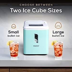 Igloo Automatic Ice Maker, Self- Cleaning, Countertop Size, 26 Pounds in 24 Hours, 9 Large or Small Ice Cubes in 7 Minutes, LED Control Panel, Scoop Included, Perfect for Water Bottles, Mixed Drinks