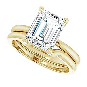 2 CT Emerald Cut VVS1 Colorless Moissanite Wedding Ring Set for Women Bridal Ring Set Handmade Solitaire Moissanite Engagement Gifts Anniversary Promise for Her 925 Sterling Silver