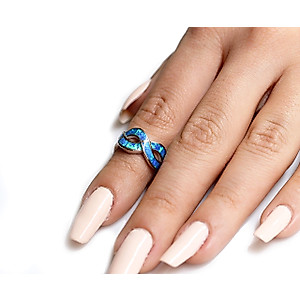 CloseoutWarehouse Blue Simulated Opal Infinity Knot Ring Sterling Silver Size 6