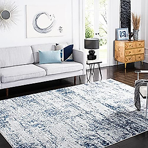 Safavieh Amelia Collection 12' x 18' Ivory/Navy ALA700B Modern Abstract Non-Shedding Living Room Dining Bedroom Area Rug
