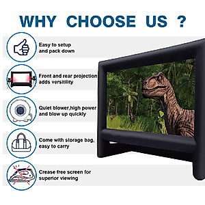 XHYCPY 21 Feet Inflatable Outdoor Projector Movie Screen - Package with Rope, Blower + Tent Stakes - Great for Outdoor Backyard Pool Fun (21 Feet)