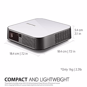 ViewSonic M2e 1080p Portable Projector with 1000 LED Lumens, H/V Keystone, Auto Focus, Harman Kardon Bluetooth Speakers, HDMI, USB C, 16GB Storage, Stream Netflix with Dongle