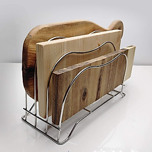 LENITH Stainless Steel Wire Cutting Board Holder, Cutting Board Rack Organizer Kitchen (Large)