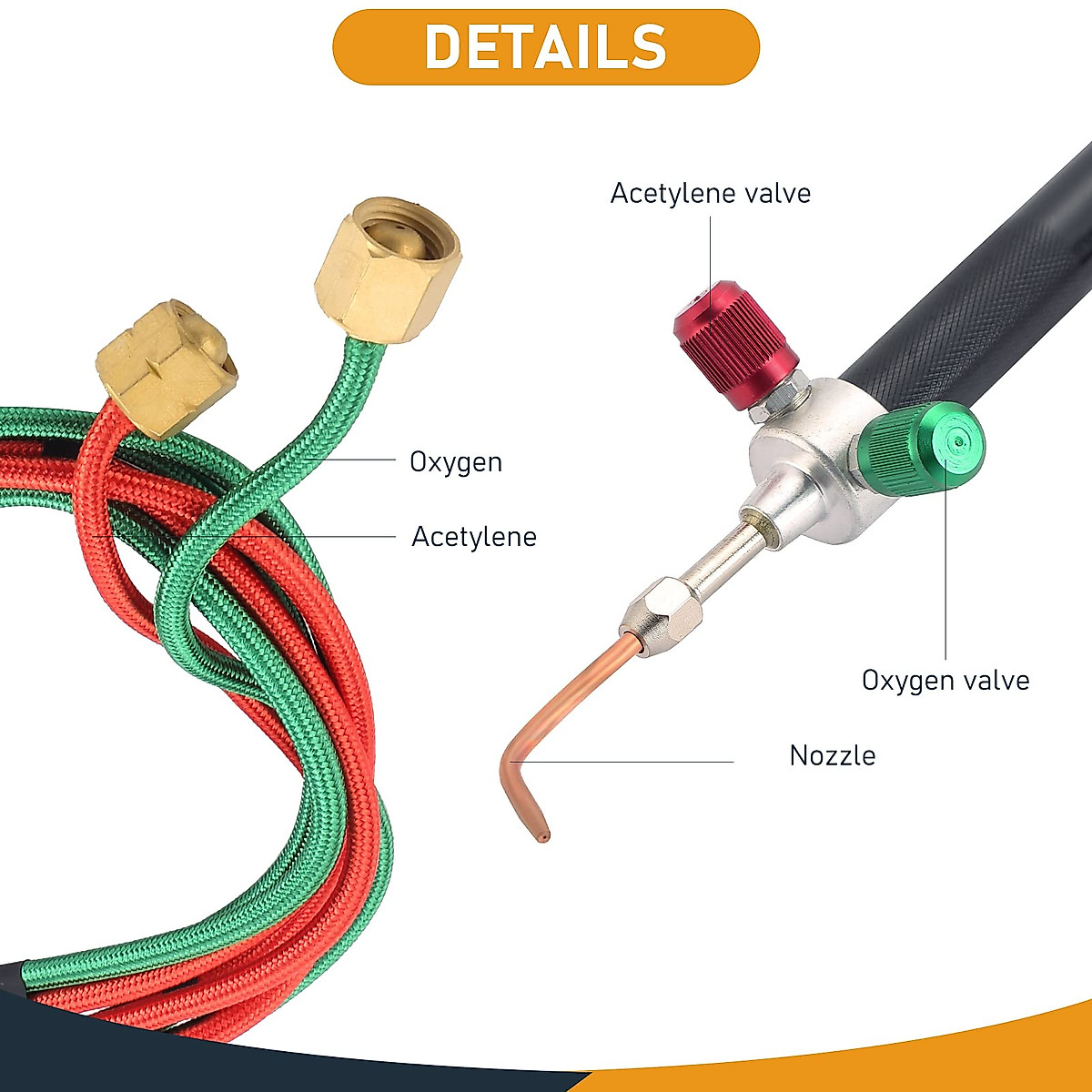 ATPEAM Jewelry Micro Mini Gas Torch Welding Soldering Gun Soldering Torches Soldering kit with 5 Weld tips fit for Oxygen Cylinders, Hoses - Acetylene for Jewelers