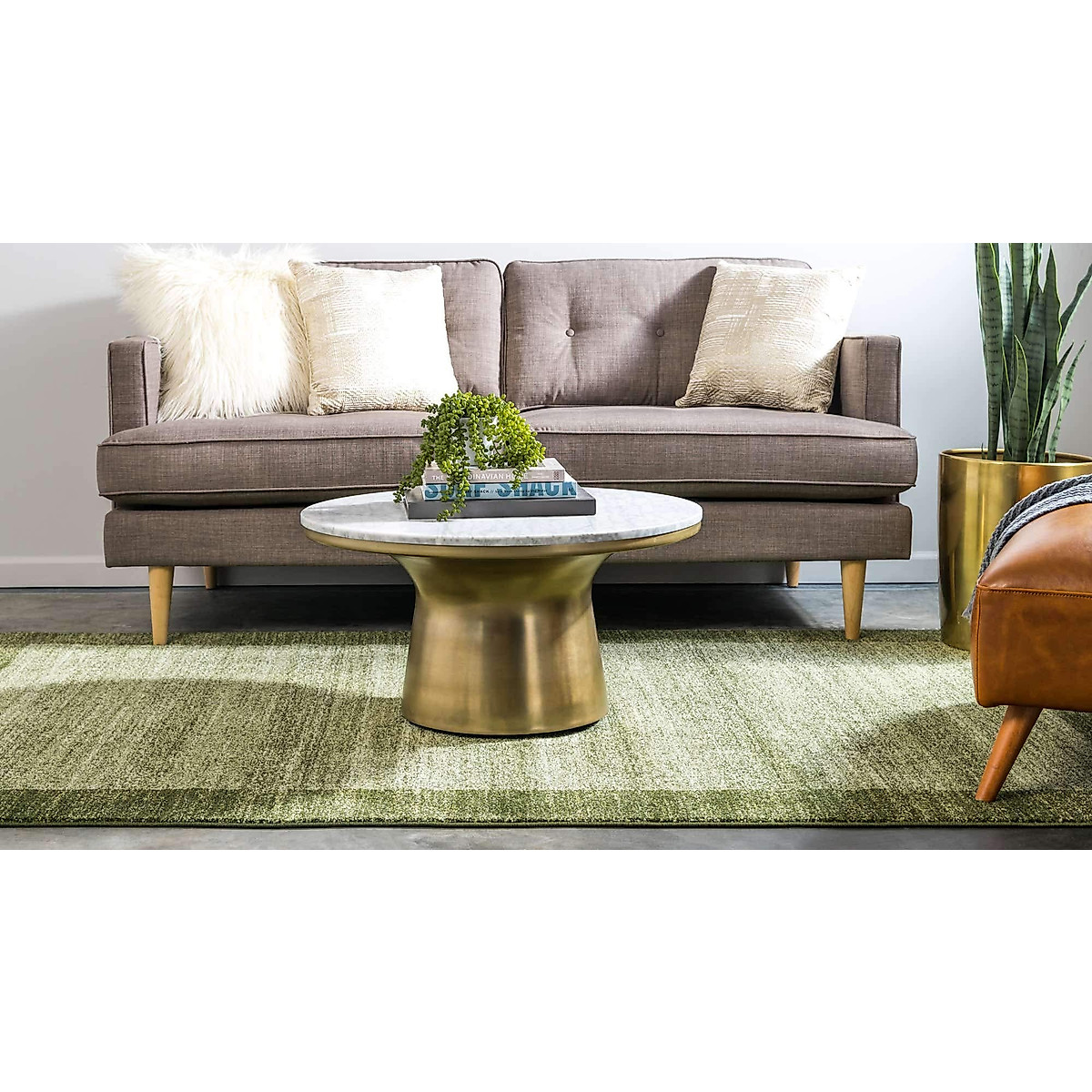 Unique Loom Del Mar Collection Area Rug - Abigail (5' 3" x 8' Rectangle, Light Green/ Ivory)