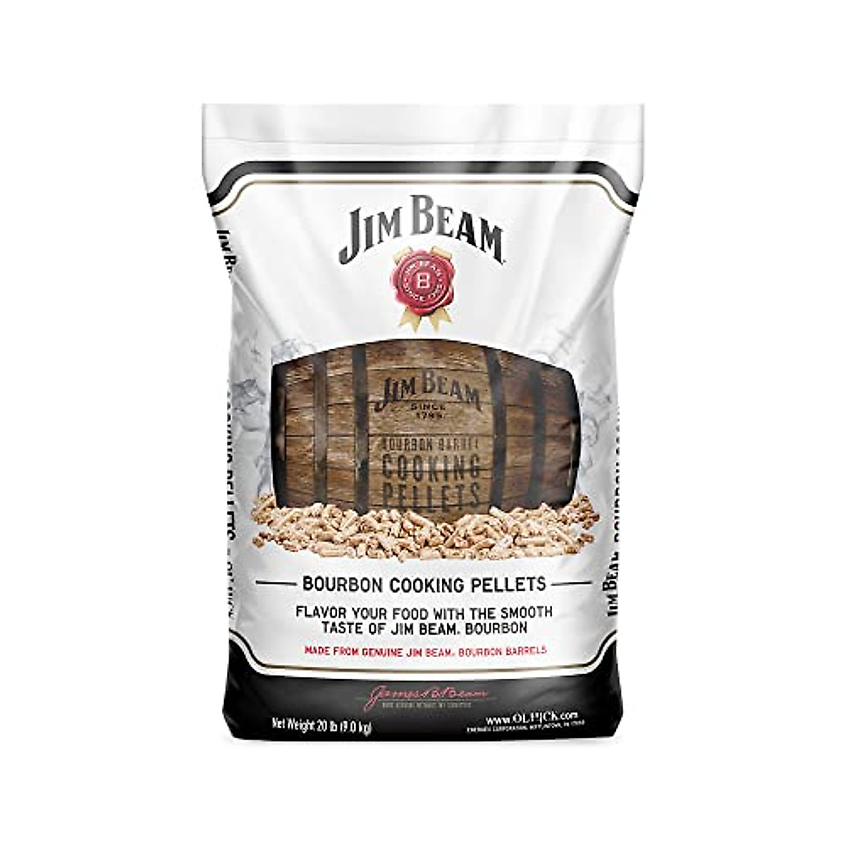 Ol' Hick Cooking Pellets 20 Pounds Barbecue Genuine Jim Beam Bourbon Barrel Grilling Smoker Cooking Pellets Bag for Grilling and Smoking (2 Pack)