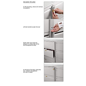 Guardianite File Cabinet Locking Bar. Fits 4 Drawer File Cabinets. Includes Padlock and Cobalt Drill Bit. (Beige)