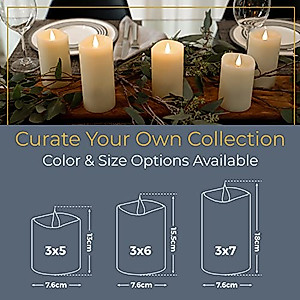 Simply Collected Flickering Flameless Candles Battery Operated with Timer, 800+ Hours Realistic 3D Moving Flame, Battery Candles, Electric LED Candle, Real Wax Pillar, Unscented | White - 3x5 Inches