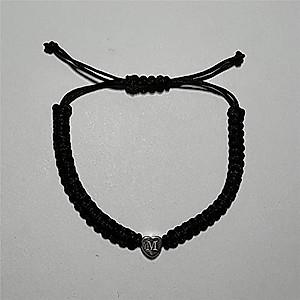 kelistom 14K White Gold Plated Initial Heart String Bracelets for Women Men Handmade Rope Braided Bracelet Minimalist Jewelry Matching Couple Bracelets