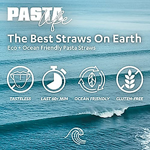 Pasta Drinking Straws, Gluten-Free, Eco-Friendly, 7.5" Blue 30 Count by Pasta Life