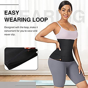 FeelinGirl Waist Trainer for Women Waist Wrap Tummy Control Waist Shaper with Loop Waist Trainer for Lower Belly Fat