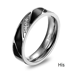 Global Jewelry Amazing Titanium Stainless Steel We Love Each Other Wedding Band Set Anniversary/Engagement/Promise/Couple Ring Best Gift! (His, 9)