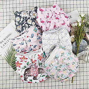 ALVA Cloth Diaper One Size Adjustable Washable Reusable for Baby Girls and Boys 6 Pack with 12 Inserts 6DM61