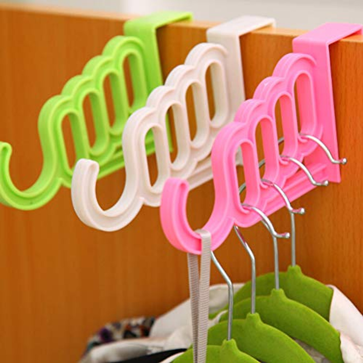 DOITOOL Plastic Hangers Peg Hooks Door Valet Hook Multi Hanging Hanging Holder Storage Hook Clothes Hanger for Bedroom Bathroom Cabinet Coats Jackets Hats Towels Over Door Hanger Over Door Hanger