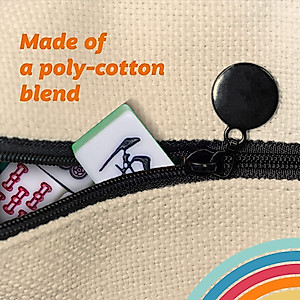 Pattern Pop - Personalized Mahjong Bag - Small Light Beige Pouch for Board Game Pieces - Storage Bag - Great for Mahjong Players - Majong Accessories (9 x 6 In)