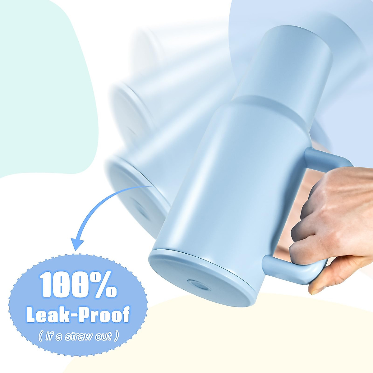 AGH 40 oz Sublimation Tumbler with Handle 4-Pack Stainless Steel Insulated Tumblers Blanks Water Bottle Travel Cups Matte Beige