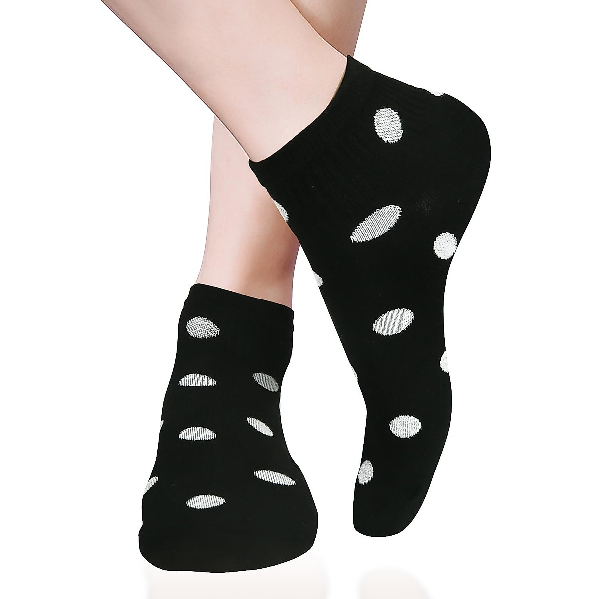 Benefeet Sox Cute Ankle Socks for Women Girls Novelty Polka Dot Patterned Socks Funny Colorful Designed Summer Short Socks Cool Cotton Low Cut Socks Casual Socks 5 Pair