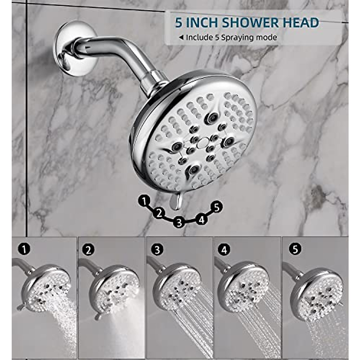 Shower System with Tub Spout, Bathroom Rain Mixer Shower Combo Set, Single Handle Shower Faucet with Valve, Chrome