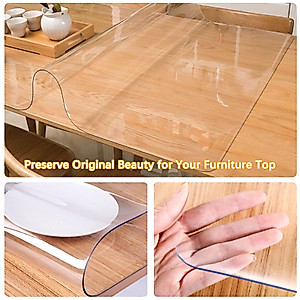 36 x 60 Inch 5ft Clear Plastic Dining Table Protector Tablecloth Desk Pad Mat Wooden Furniture Coffee Glass End Side Bistro Table Cloth Top Protection Countertop Cover Waterproof Rectangular PVC Vinyl