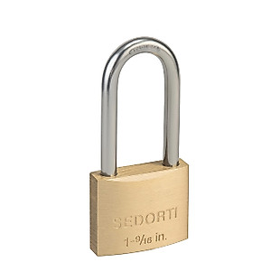 SEDORTI Weatherproof Padlock with Stainless Steel 304 Long Shackle and Solid Brass Body, 1-9/16 in. Wide, 6 Padlocks Keyed Alike, Marine Grade Rustproof Lock for Outdoors Use