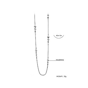 welbijoux Love Heart Shape Chain Necklace Silver Plating Snake Chain Statement Necklace for Women 40+3inch