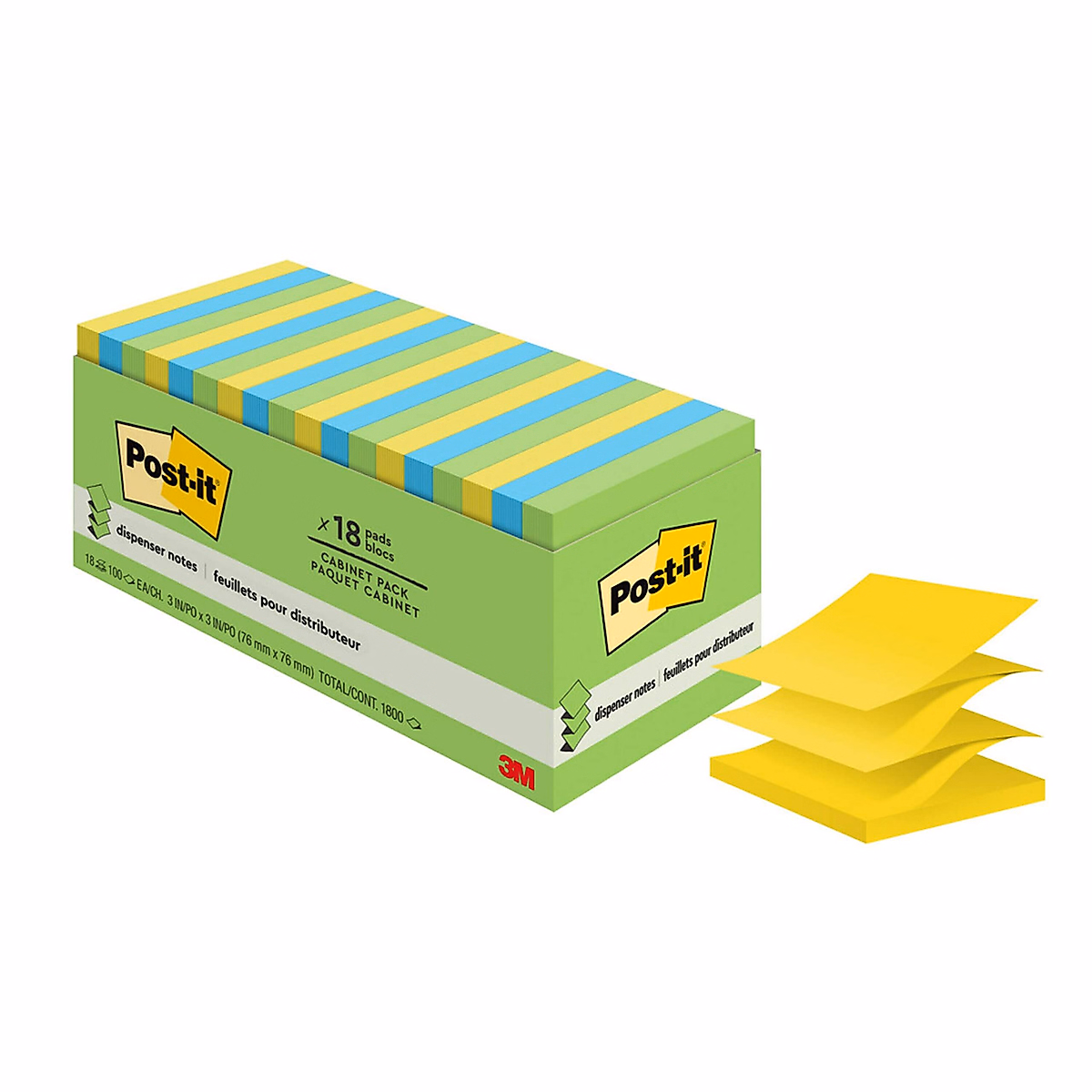 Post-it Pop-up Notes, 3x3 in, 18 Pads, America's #1 Favorite Sticky Notes, Floral Fantasy Collection, Bold Colors, Clean Removal, Recyclable (R330-18AUCP)