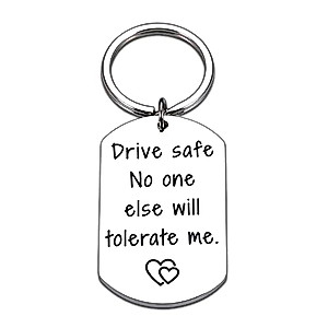 Christmas Gifts for Boyfriend Girlfriend Drive Safe Keychain Valentines Day Gifts for Him Her Stocking Stuffers for Men Women Wife Husband Anniversary Birthday I Love You Gifts Boyfriend Gifts Keyring