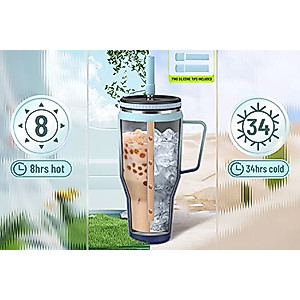 Zenbo 40 oz Tumbler with Handle, Straw Lid, and Cupholder-Friendly Design | Insulated Stainless Steel Travel Mug, Reusable Water Bottle | Leak-Proof, Dishwasher Safe