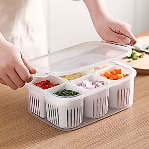 UIYIHIF Food Storage Containers with Lids Airtight 6PCS Reusable Divided Fridge Organizer Removable Individual Plastic Food Containers for Pantry Organization and Storage