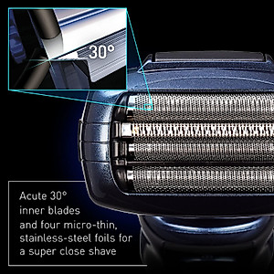 Panasonic Arc4 Electric Razor for Men 4Blade Electric Shaver with Popup Trimmer Rechargeable Wet Dry Foil Shaver, Blue, 1 Count