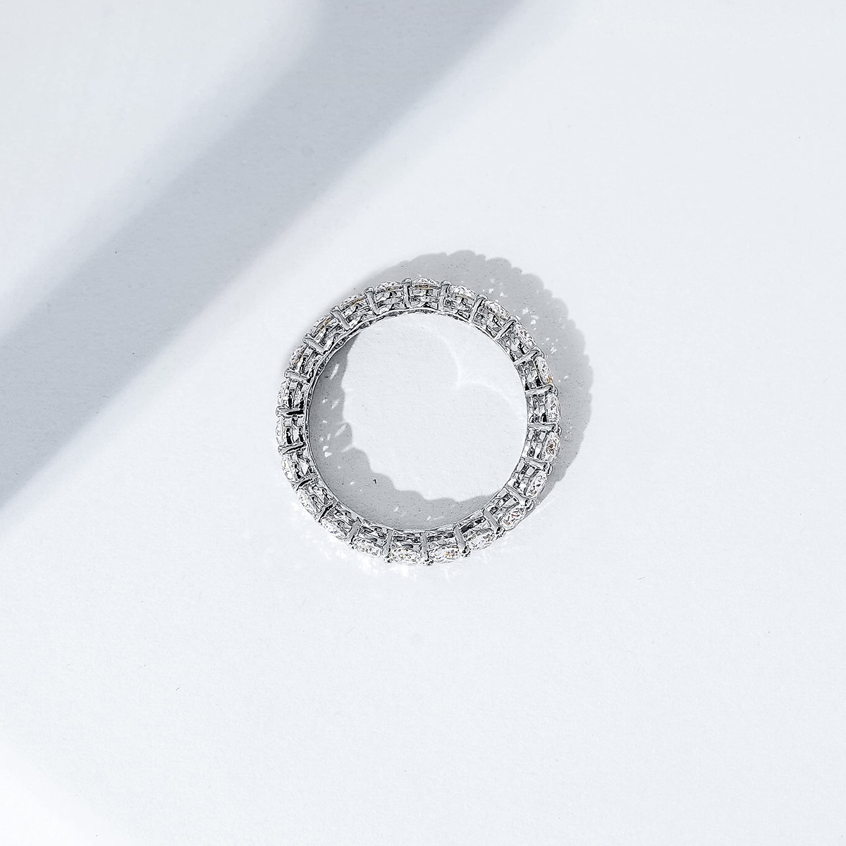 Amazon Essentials Rhodium Plated Cubic Zirconia Stackable Statement Ring Size 9, Silver