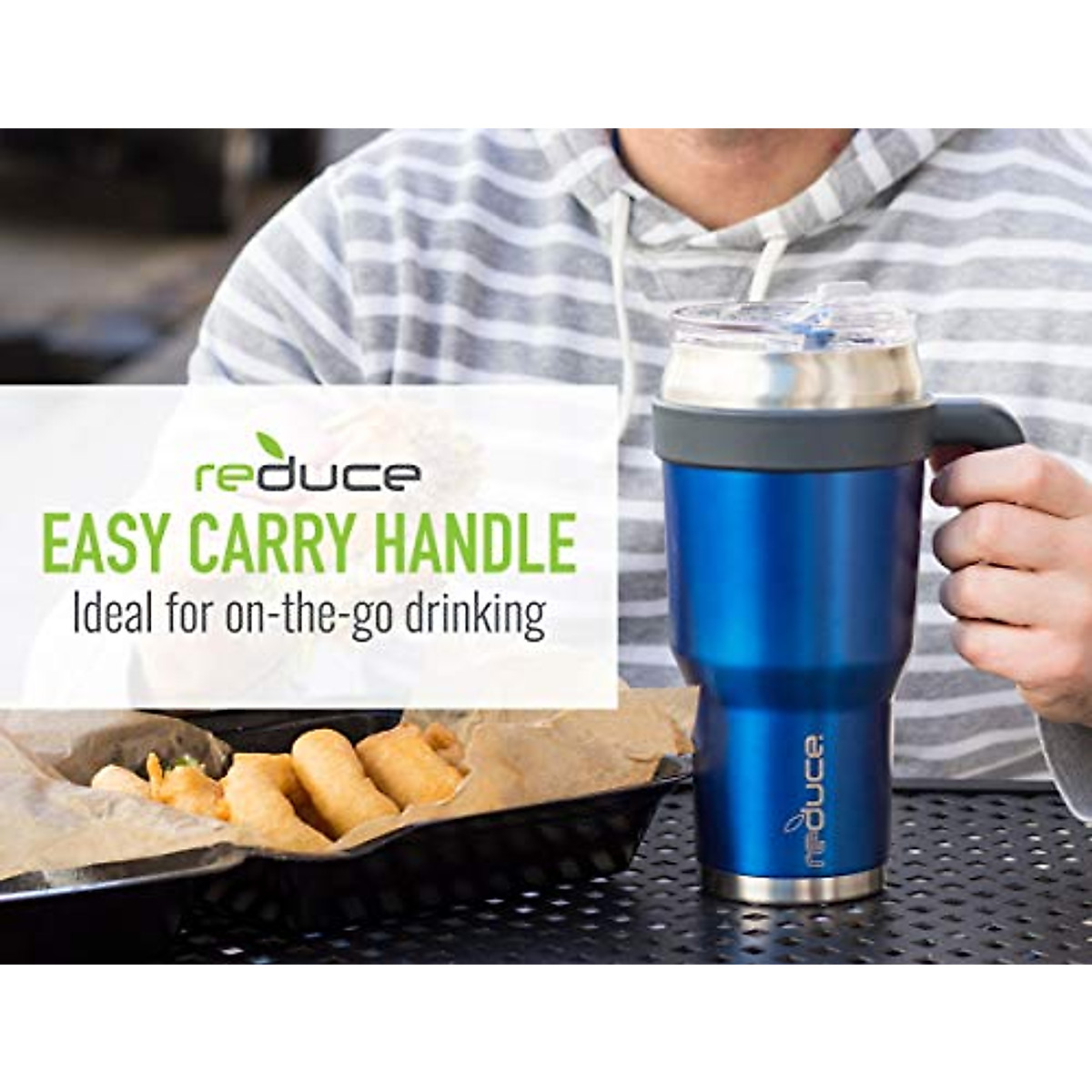 Reduce Cold 1 Handle for 30-34oz Stainless Steel Tumblers - Turn Your Tumbler into a Travel Mug - Ideal for On-The-Go Drinking - Dishwasher Safe, BPA Free - Designed for Reduce Drinkware Only