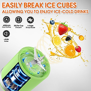 neza Portable Blender, Personal Blender Smoothies and Shakes, Mini Blender with 6 Blades, 15.2 Oz Multifunctional and BPA Free, USB Rchargeable Portable Juicer, With Travel/Gym/Office, Green