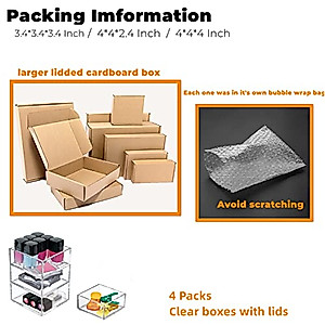 Acrylic Box,4 Packs 4x4x4 Inch Clear Boxes with Lids Transparent Display Square Cube Storage Organizer Containers Boxes Easter Party Cake Candy Box Wedding Birthday Decorative Boxes