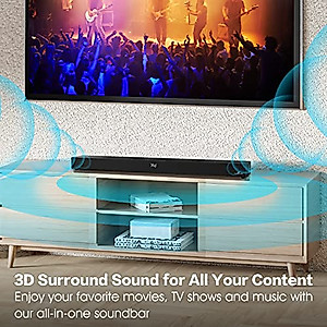 LARKSOUND All-in-One 2.1 Sound Bar for TV, 36 Inch Soundbar with Build-in Subwoofer, Surround Sound System TV Speaker with Bluetooth/HDMI ARC/Optical/AUX/USB